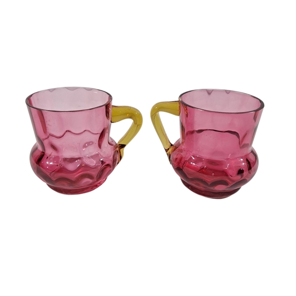 Vintage | Dining | Inverted Thumbprint Cranberry Glass Mug With Glow ...